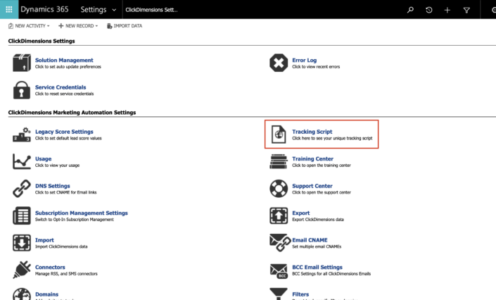 ClickDimensions Tracking Script | Dansk ClickDimensions Partner
